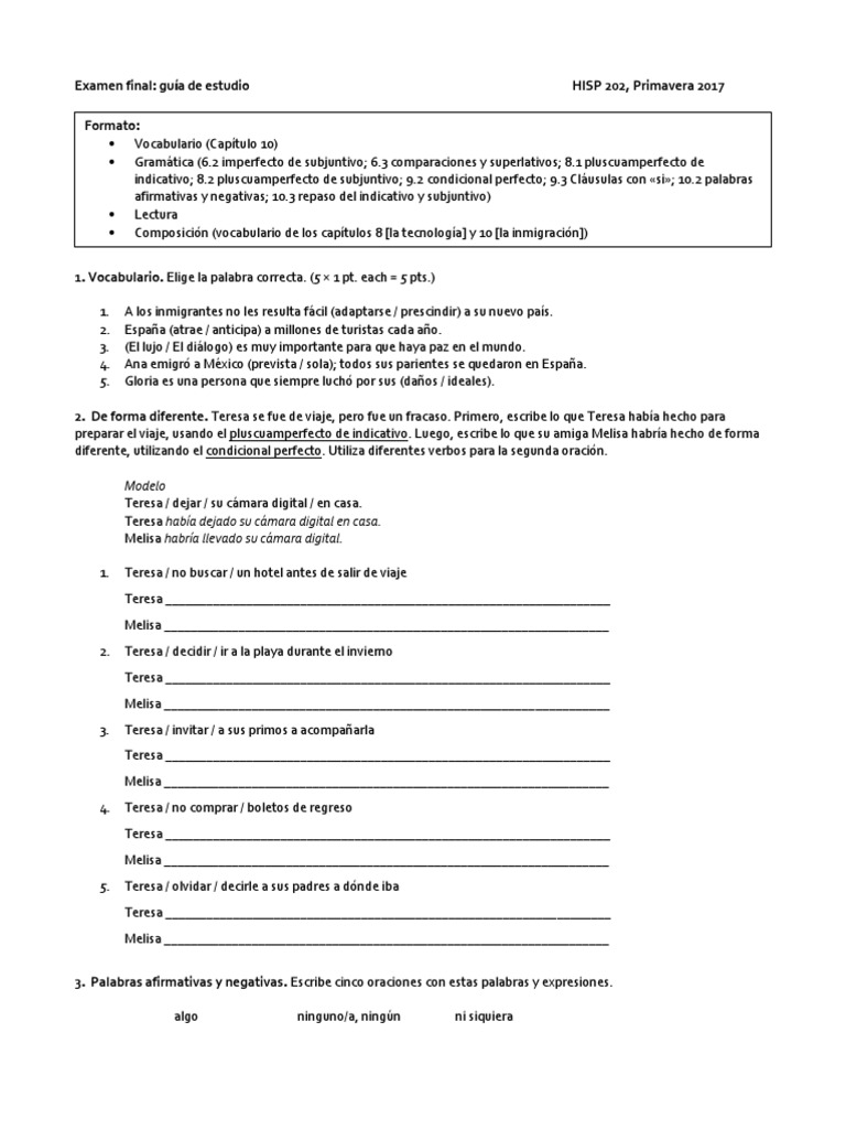 Repaso - Examen Final | Descargar gratis PDF | Lingüística | Gramática