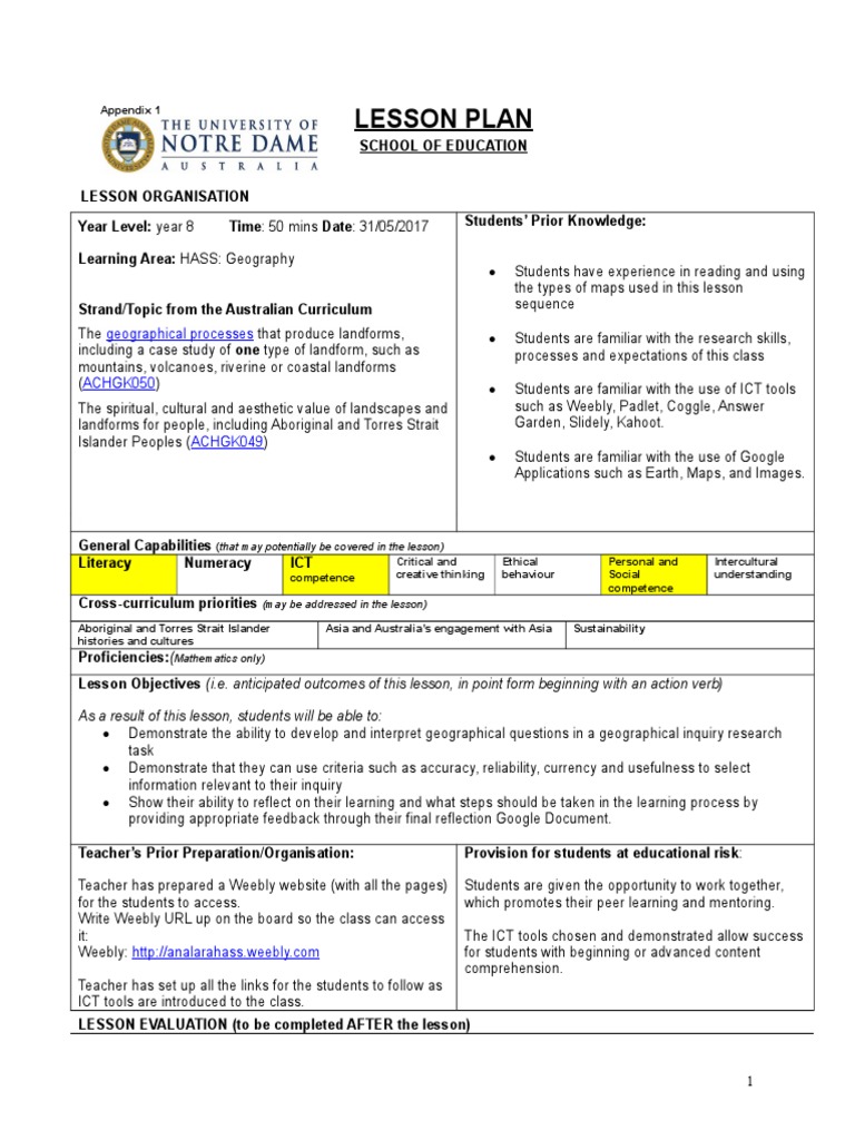 Lesson Plan Ict Lesson Four | PDF | Educational Technology | Geography