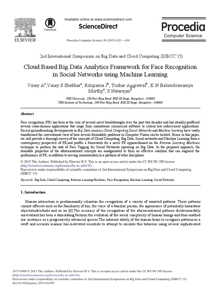 Cloud Based Big Data Analytics Framework For Face Recognition In Social Networks Using Machine