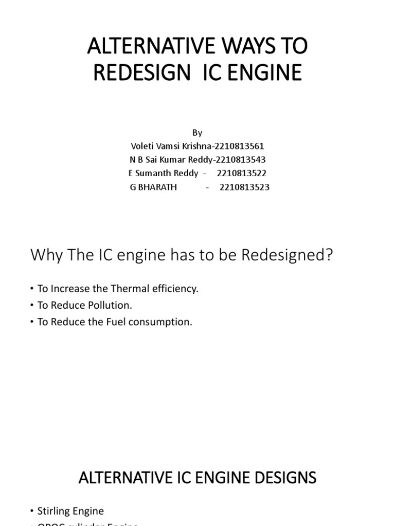 Alternative Ways To Redesign Ic Engine | PDF