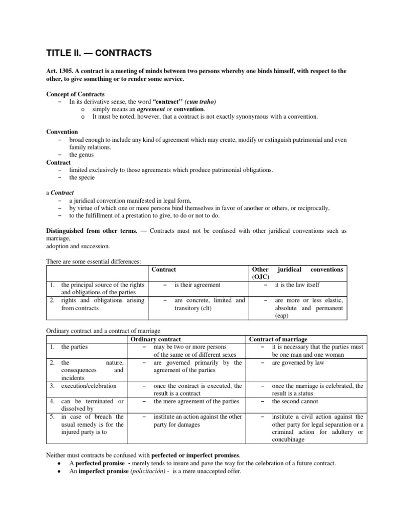 Title Ii. - Contracts | PDF | Jurisprudence | Marriage