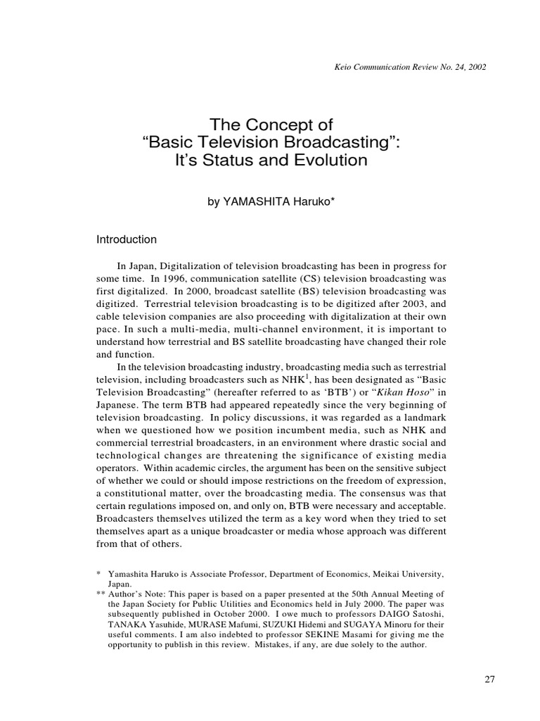 Evolution of Basic TV Broadcasting | PDF | Broadcasting | Television