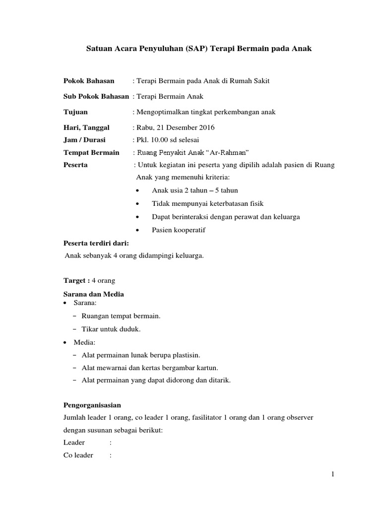Sap Terapi Bermain | PDF