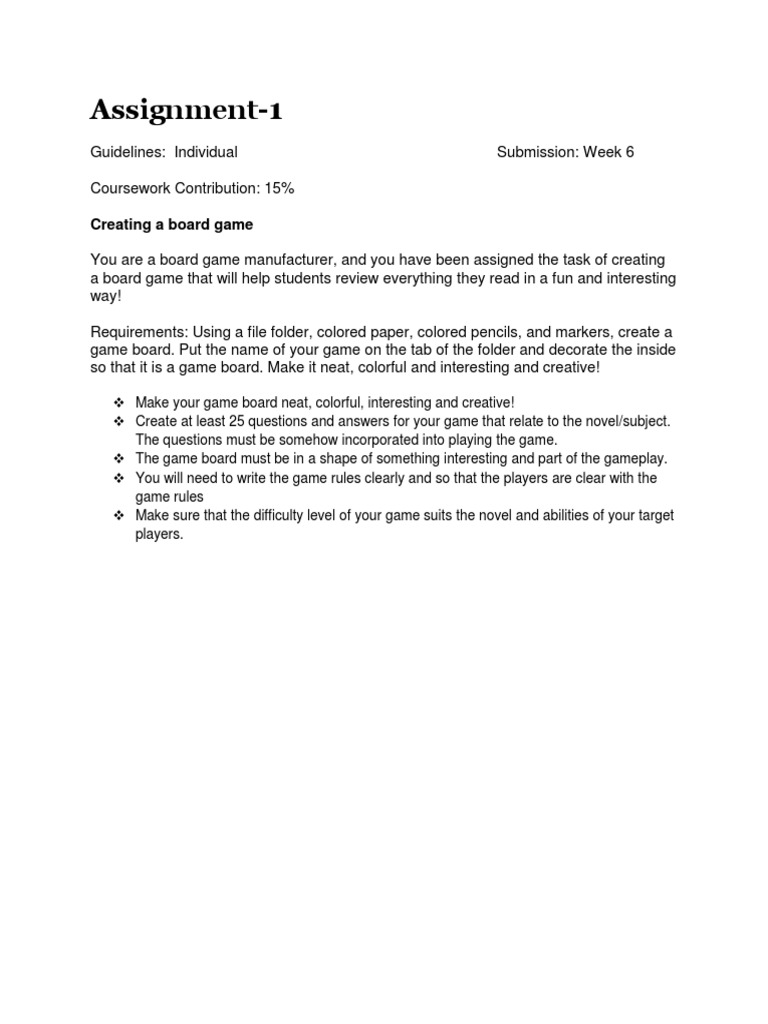 Assignment-1: Creating A Board Game | PDF | Question | Communication