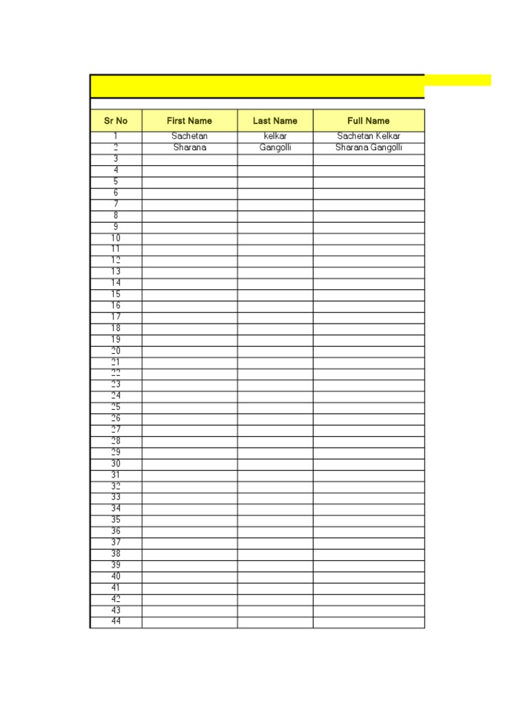 SR No First Name Last Name Full Name: Arc Data Base | PDF | Business