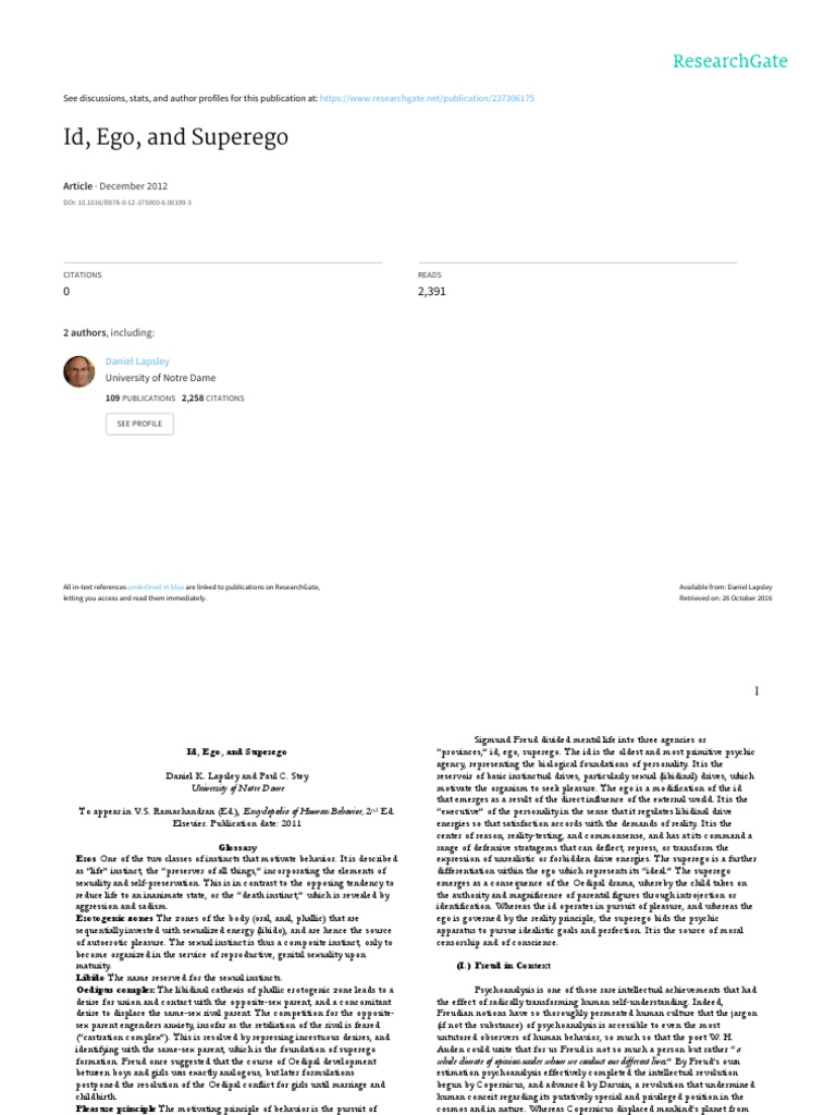 Id Ego and Superego PDF | PDF | Id | Psychoanalysis