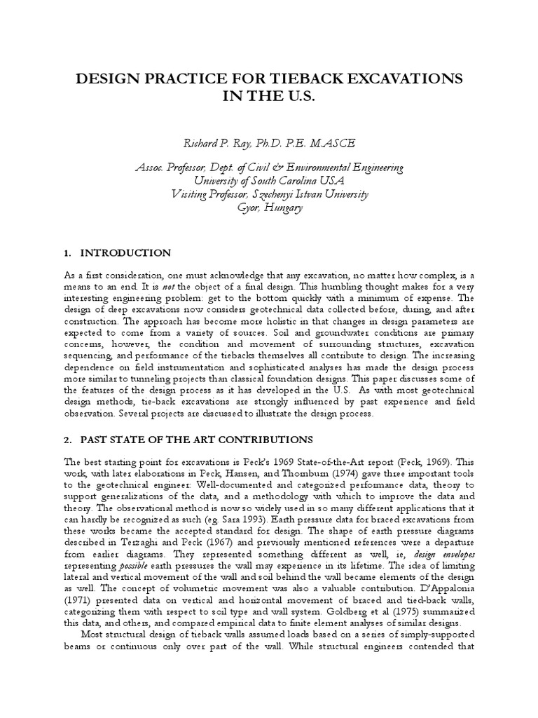 Tieback Excavation Design Practices | PDF | Geotechnical Engineering ...