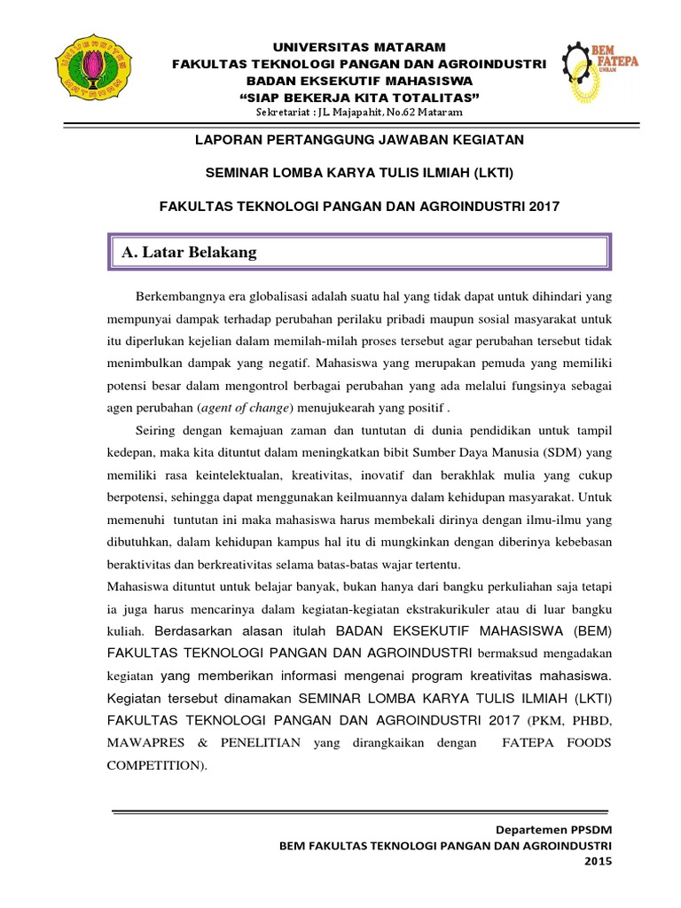 Laporan Pertanggung Jawaban Kegiatan | PDF