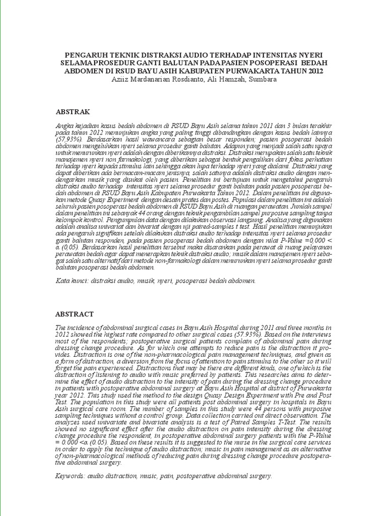 Pengaruh Tehnik Distraksi Audio PDF | PDF