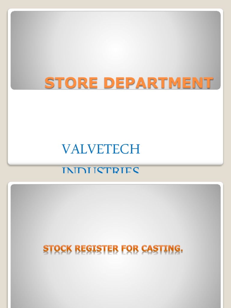 Store Department: Valvetech Industries | PDF