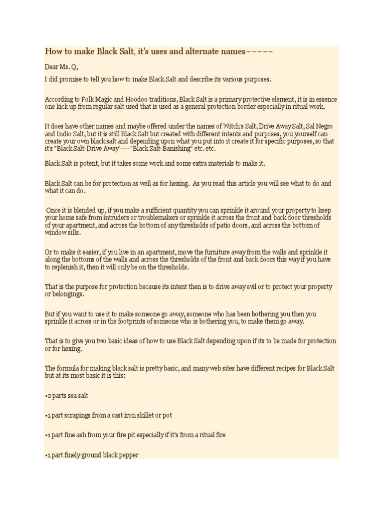 How To Make Black Salt | PDF | Salt | Magic (Paranormal)