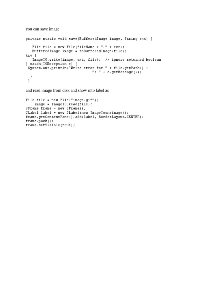 Save Image Java | PDF