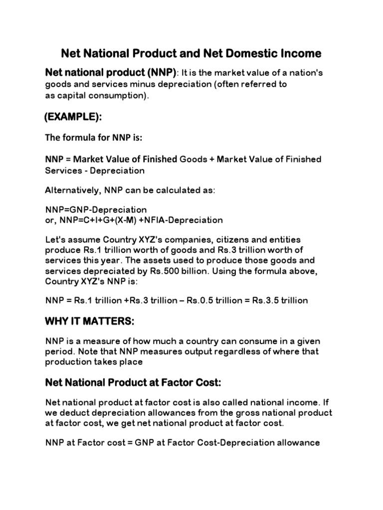 Net National Product and Net Domestic Income | Net National Product ...