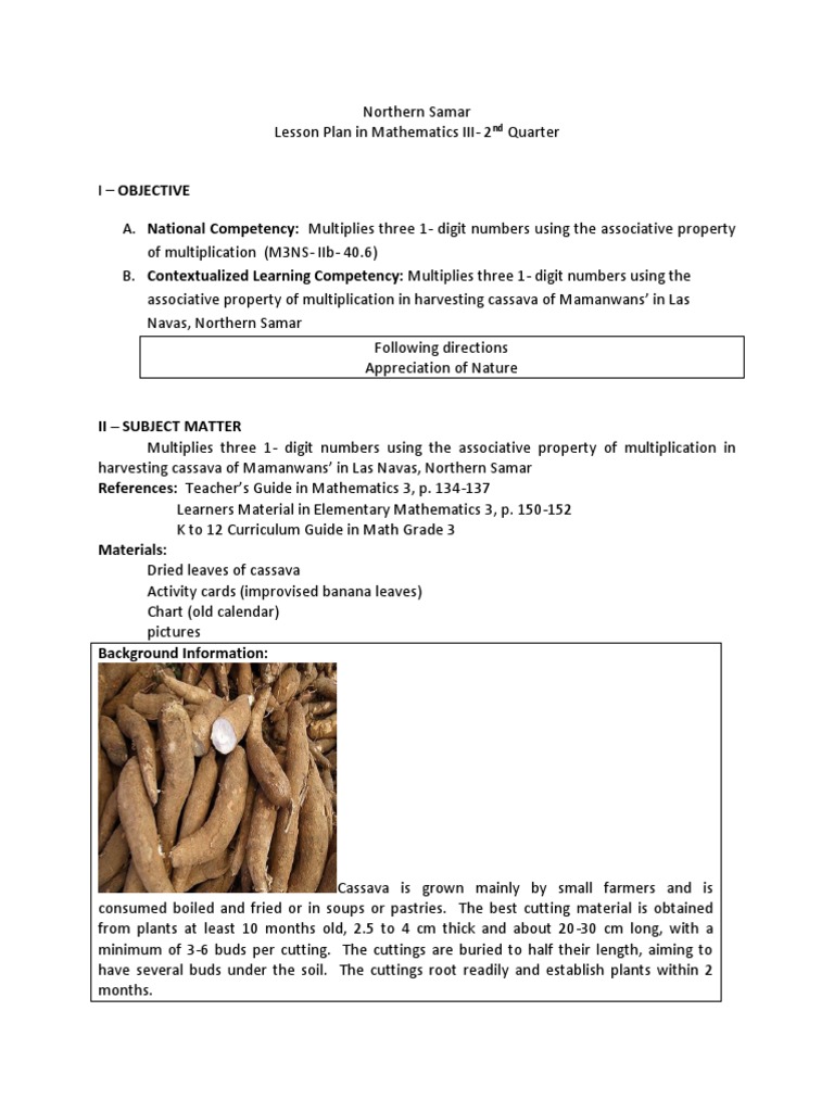 Grade 3 Lesson Plan | PDF | Multiplication | Bracket