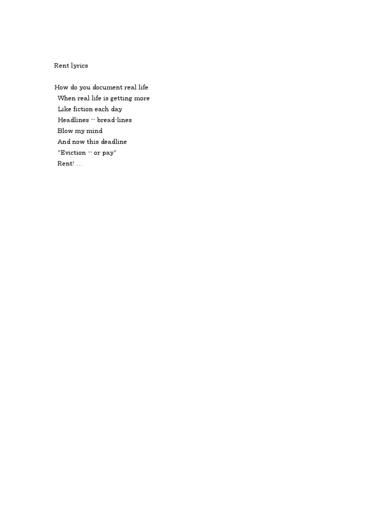 Rent Lyrics | PDF | Poetry