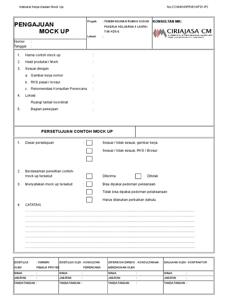 Form Usulan Mock Up | PDF