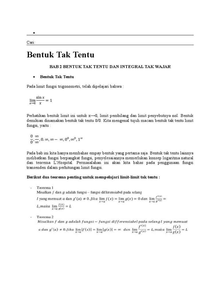 Materi Limit Tak Tentu | PDF