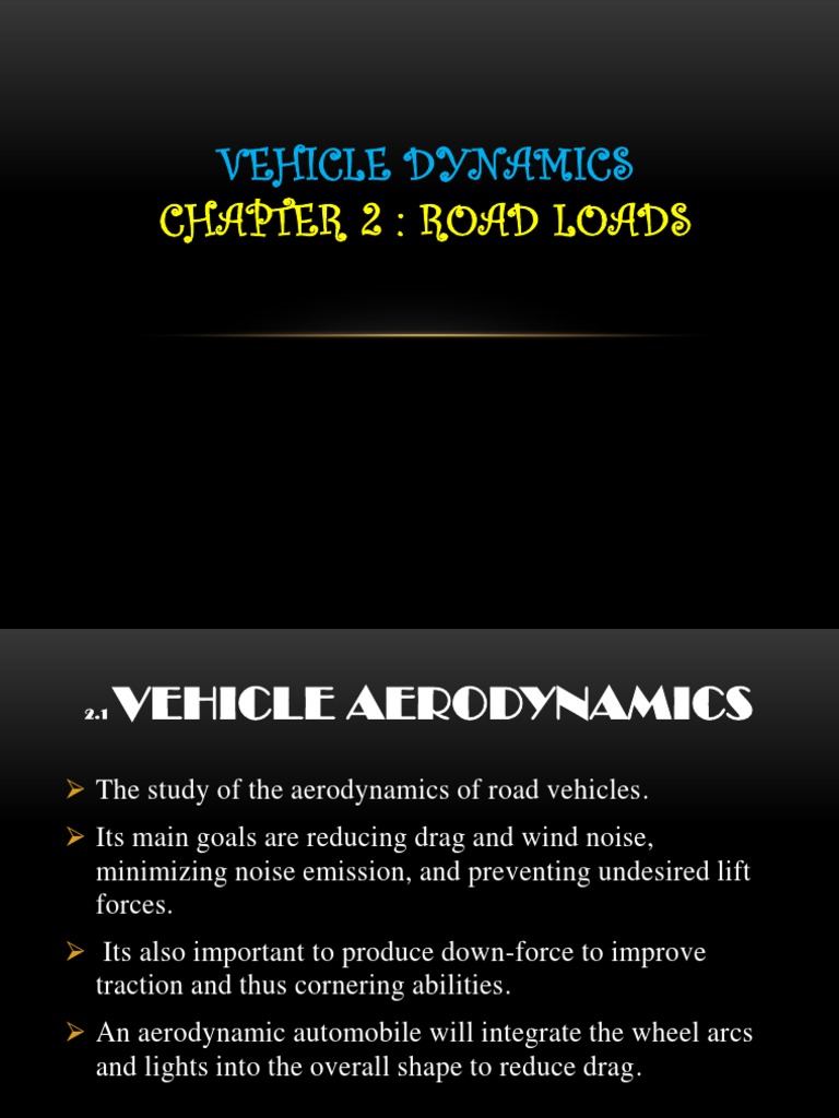 Vehicle Dynamics: Chapter 2: Road Loads | PDF | Tire | Lift (Force)