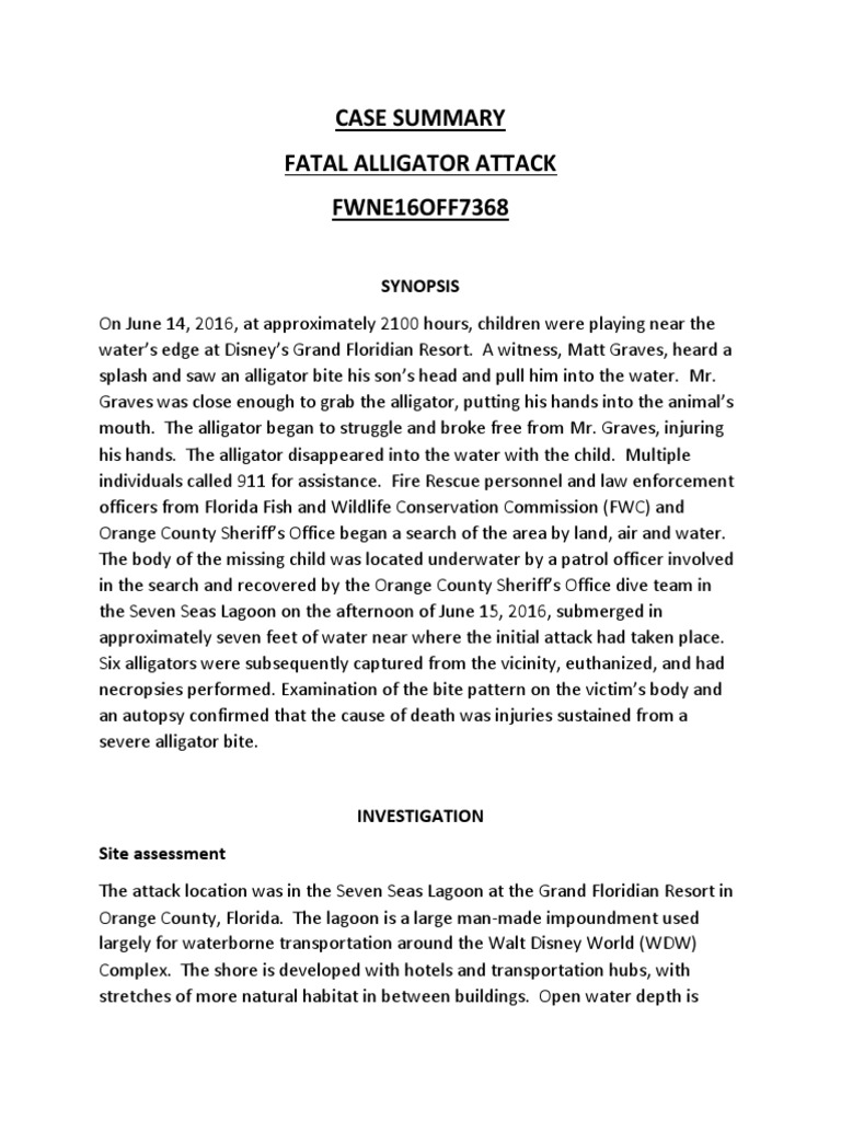 Final Investigative Report - Fwne16off7368 | PDF | Predation | Nature
