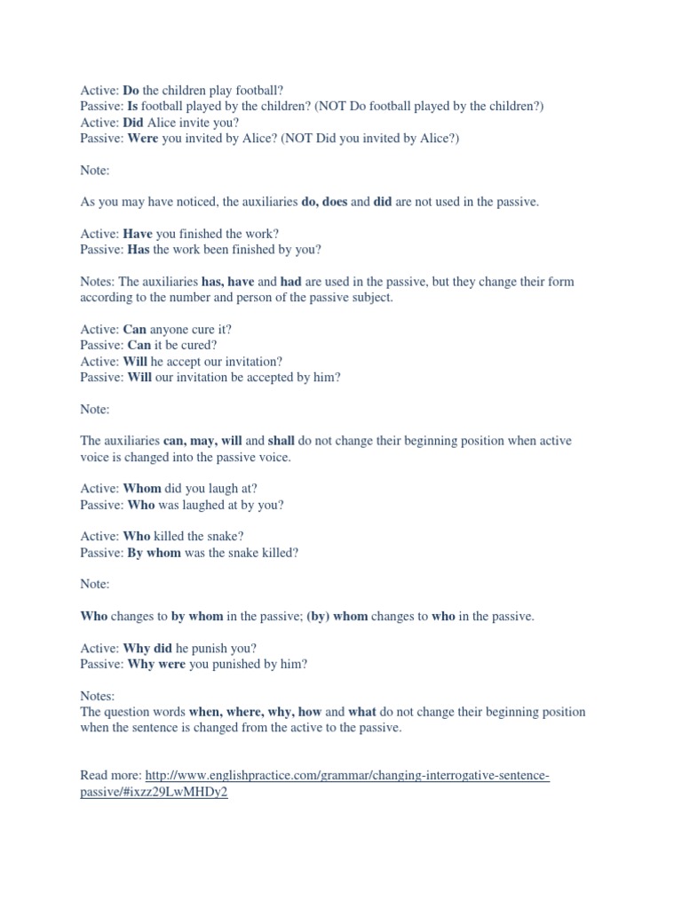 Active Passive Rules | PDF | Perfect (Grammar) | Verb