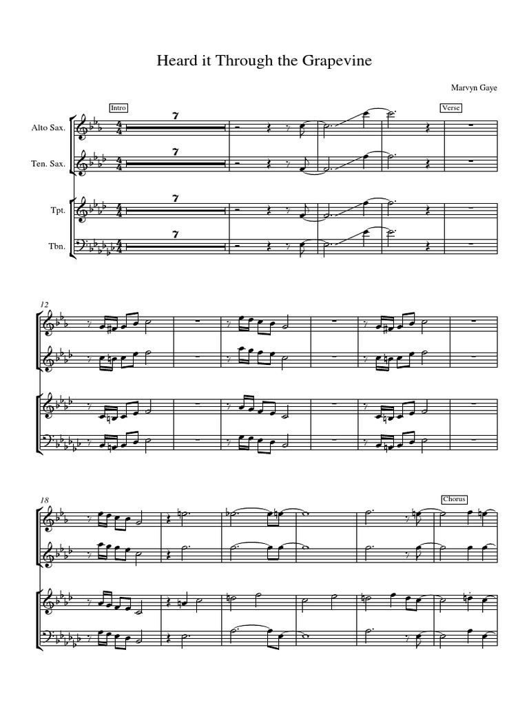 Heard It Through the Grapevine Sheet Music | PDF | Songs | Musical ...