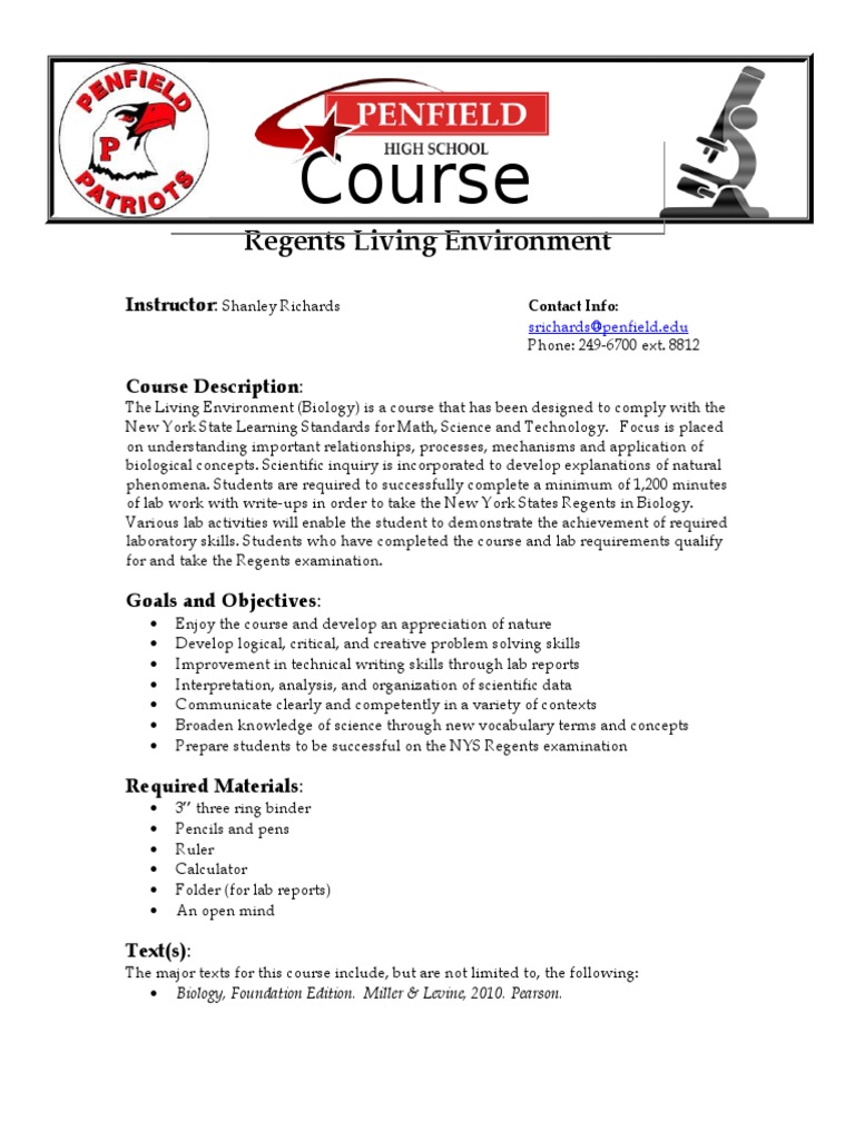 Living Environment Course Overview Final | PDF | Genetics | Biology