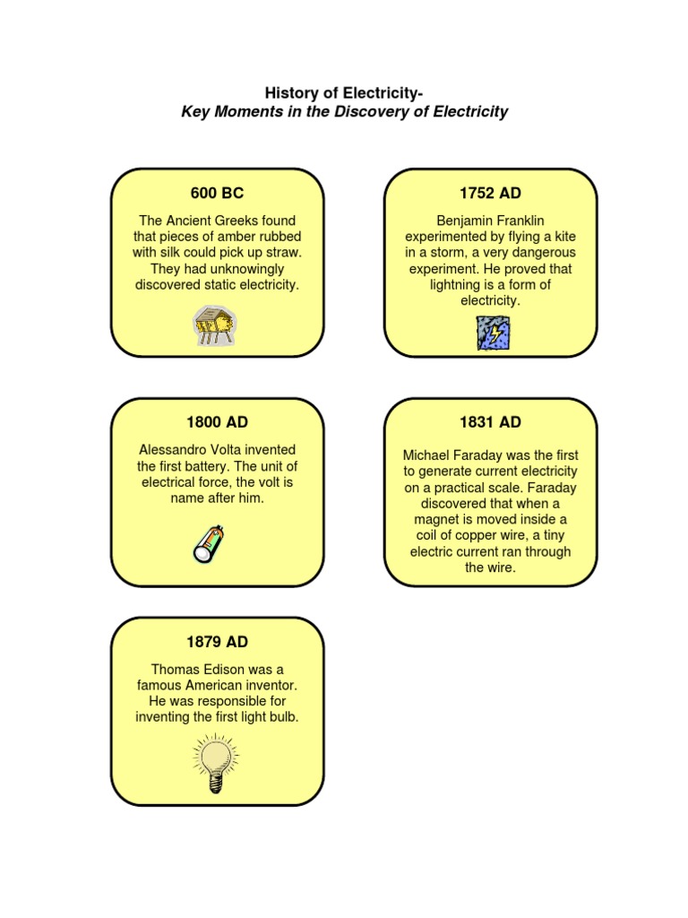 Key Moments in The Discovery of Electricity | PDF