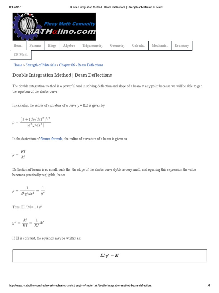 Mathalino - Double Integration Method | Download Free PDF | Beam (Structure) | Bending