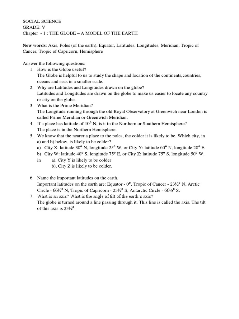 Social Science Notes 2017 18 | PDF | Longitude | Planets
