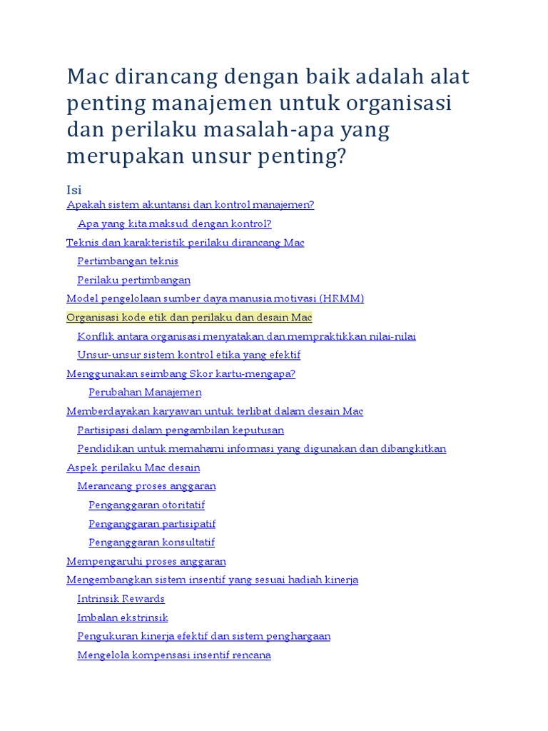 Mac Dirancang Dengan Baik Adalah Alat Penting Manajemen Untuk Organisasi Dan Perilaku Masalah ...