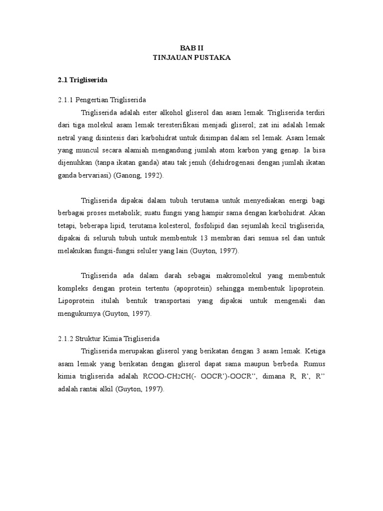 Teori Trigliserida | PDF