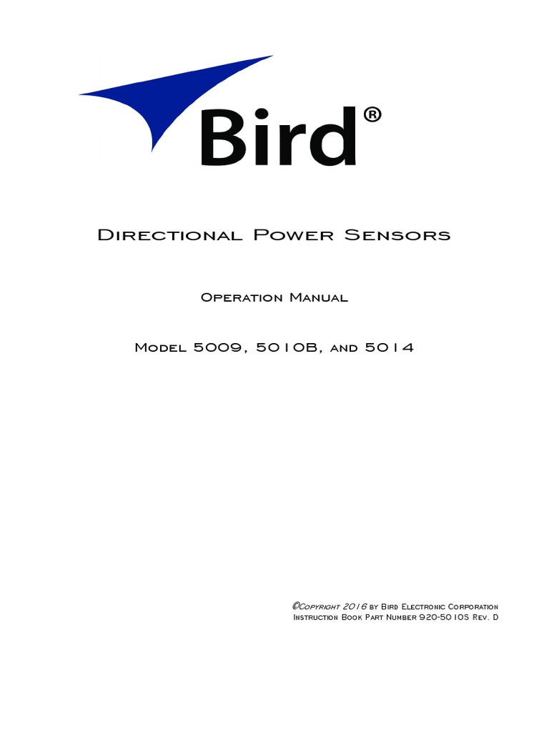 Directional Power Sensors: Operation Manual Model 5009, 5010B, and 5014 ...