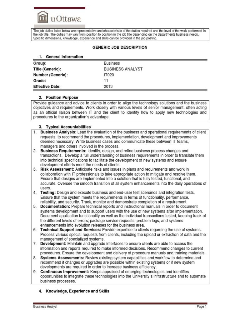 Generic Job Description 1. General Information Group: Title (Generic ...