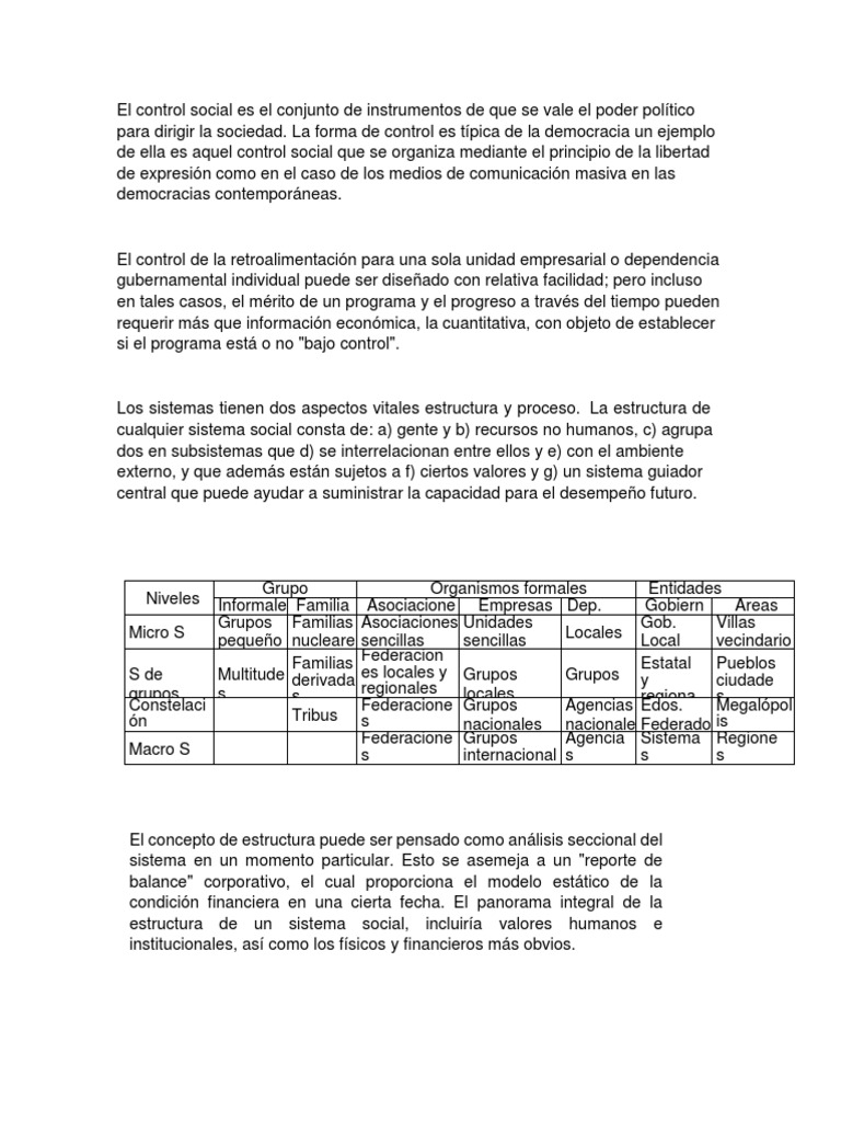 El Control Social Es El Conjunto de Instrumentos de Que Se Vale El ...