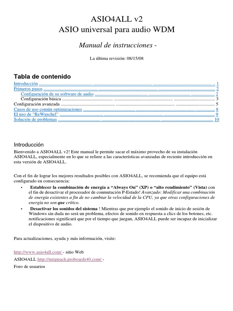 ASIO4ALL v2 - Instruction Manual | PDF | Point and Click | Almacenador intermediario de datos