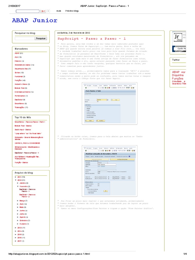 ABAP Junior - SapScript - Passo A Passo - 1 | PDF | Blog | Informática