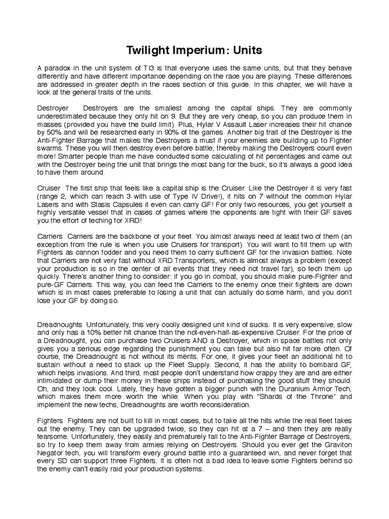 Twilight Imperium 3 Unit Guide - Roles and Strategies for Destroyers ...