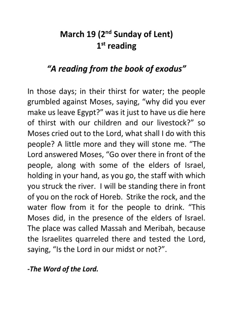 A Reading From The Book of Exodus | PDF | Theology | Abrahamic Religions