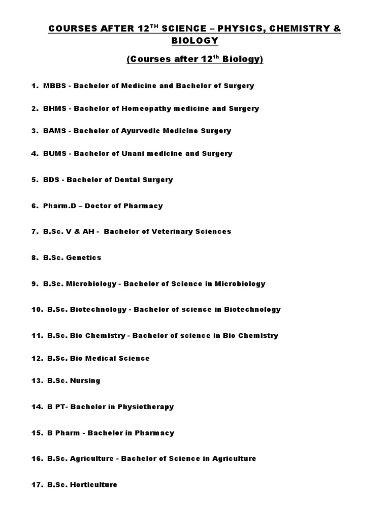 Courses After 12th PCB | PDF