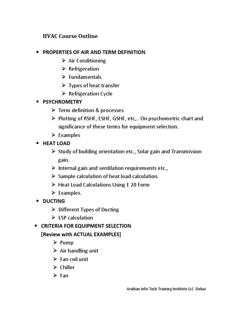 HVAC Course Outline-2016A | PDF