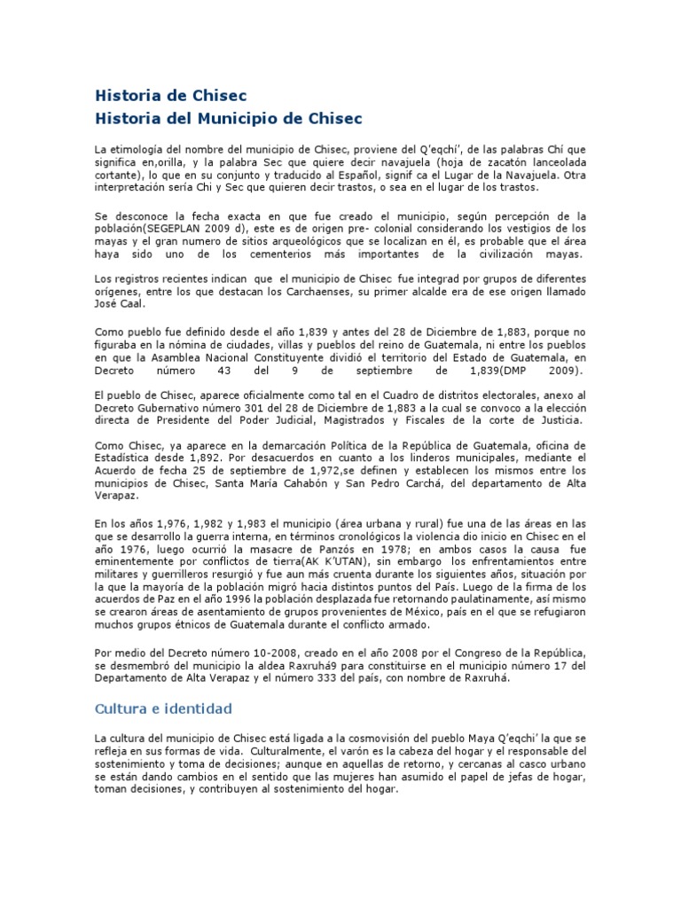 Historia de Chisec | PDF | Guatemala | Política (general)