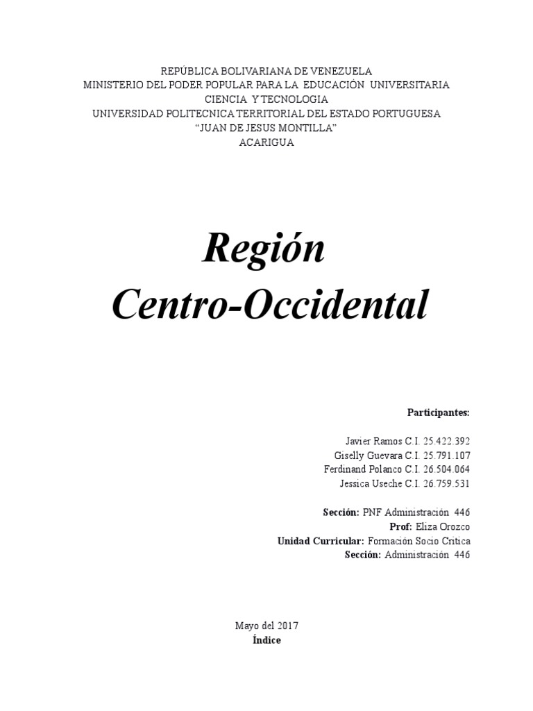 Region Centro Occidental. | PDF | Agricultura | Naturaleza