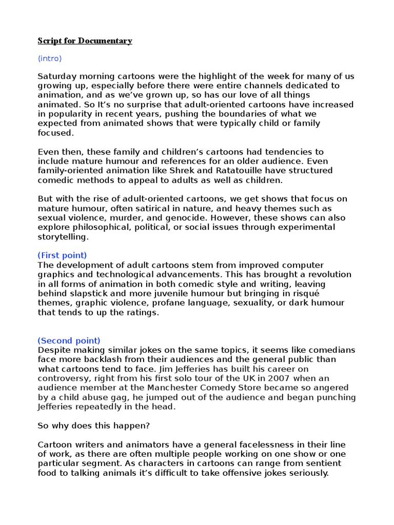 Documentary Script | PDF | Humour | Comedy