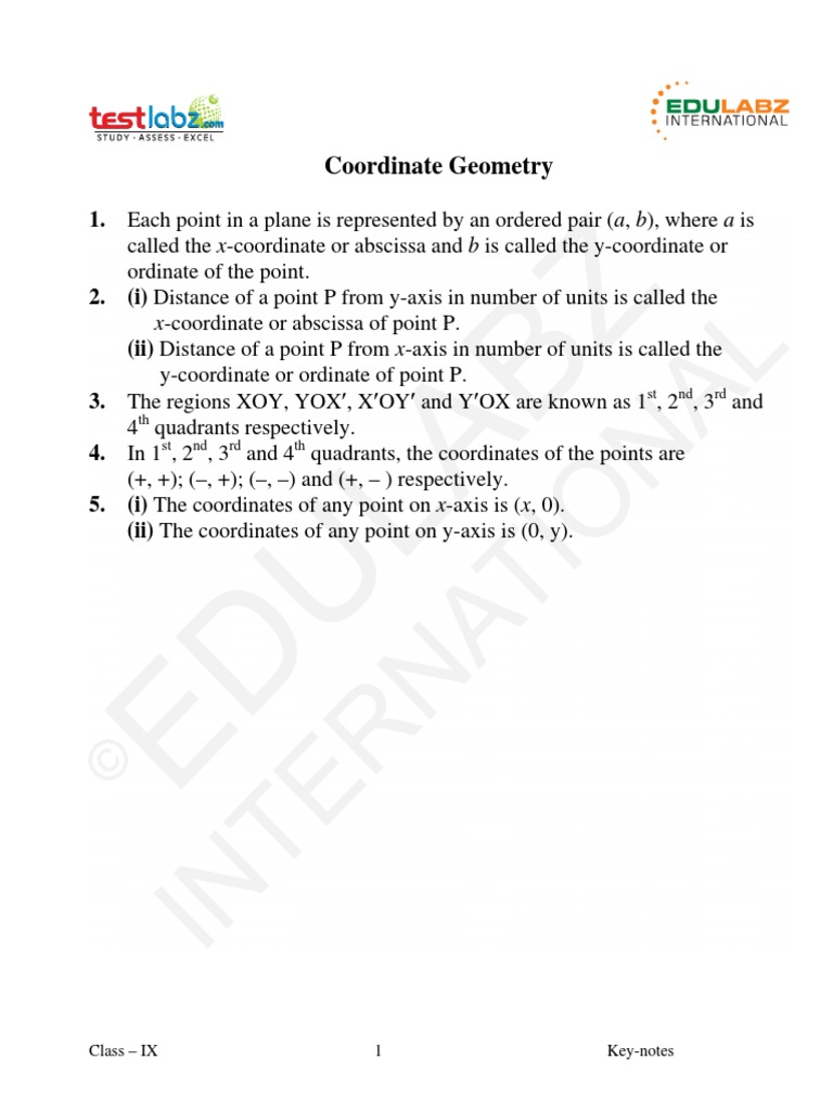 Coordinate Geometry: ST ND RD TH ST ND RD TH | PDF