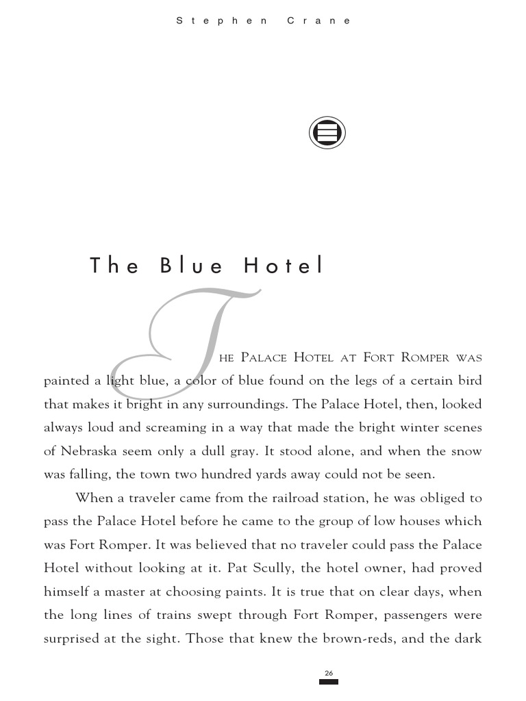 The Blue Hotel: A Tale of Fear | PDF