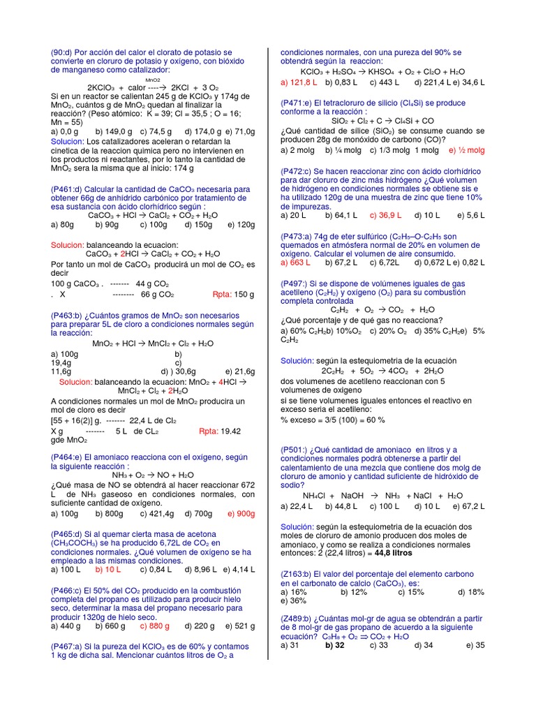 Reacciones Químicas y Cálculos Estequiométricos | PDF | Estequiometría | Hierro