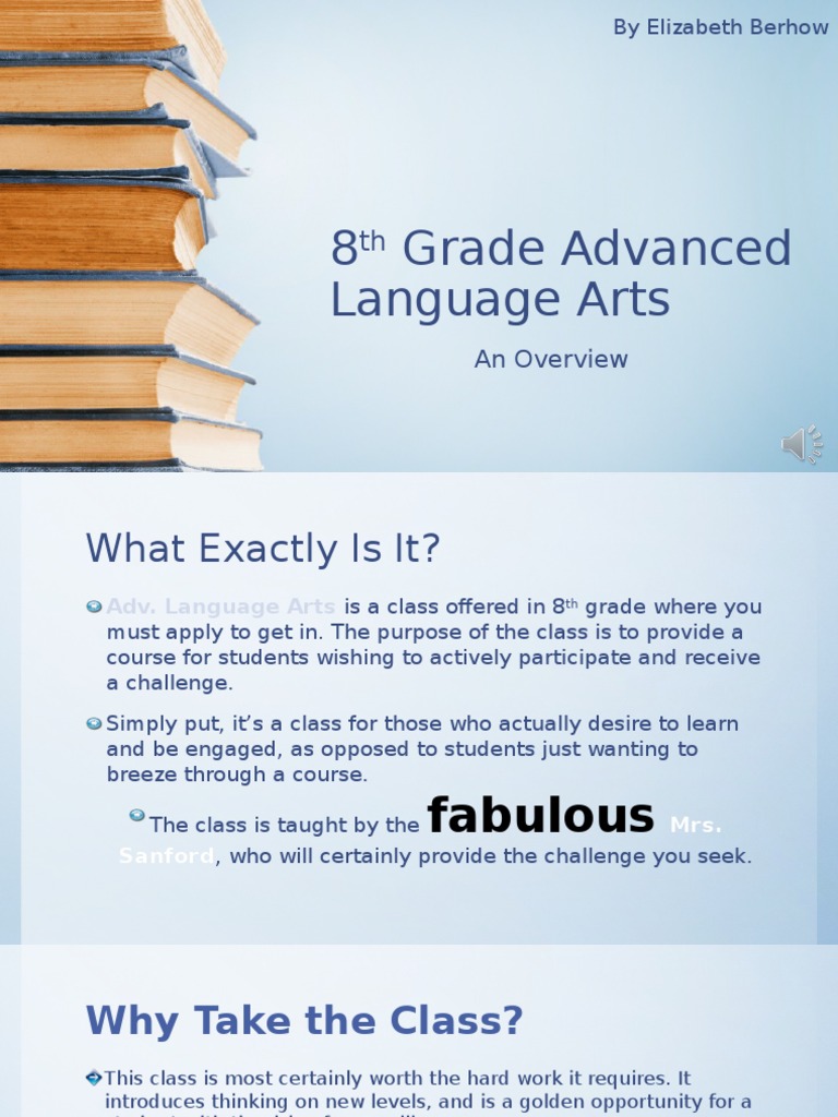 8 Grade Advanced Language Arts: An Overview | PDF | Curriculum ...
