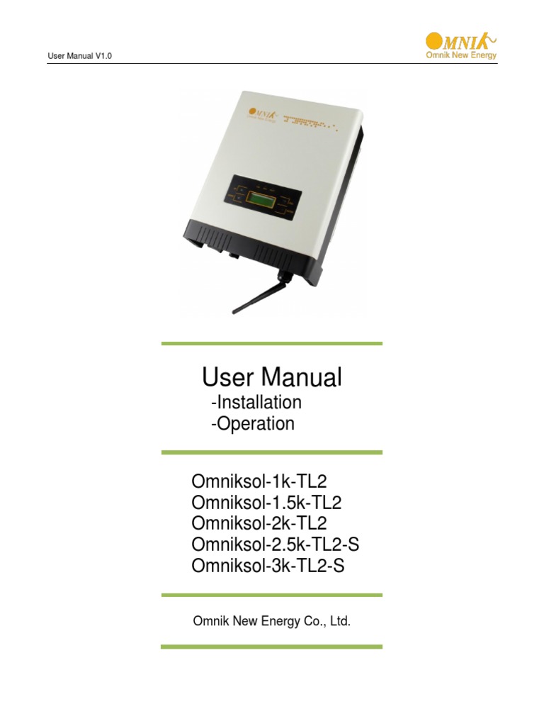 UserManual OMNIK 1k1.5k2k2.5k3k-TL2 EN V1.0 201409161 | PDF | Power ...