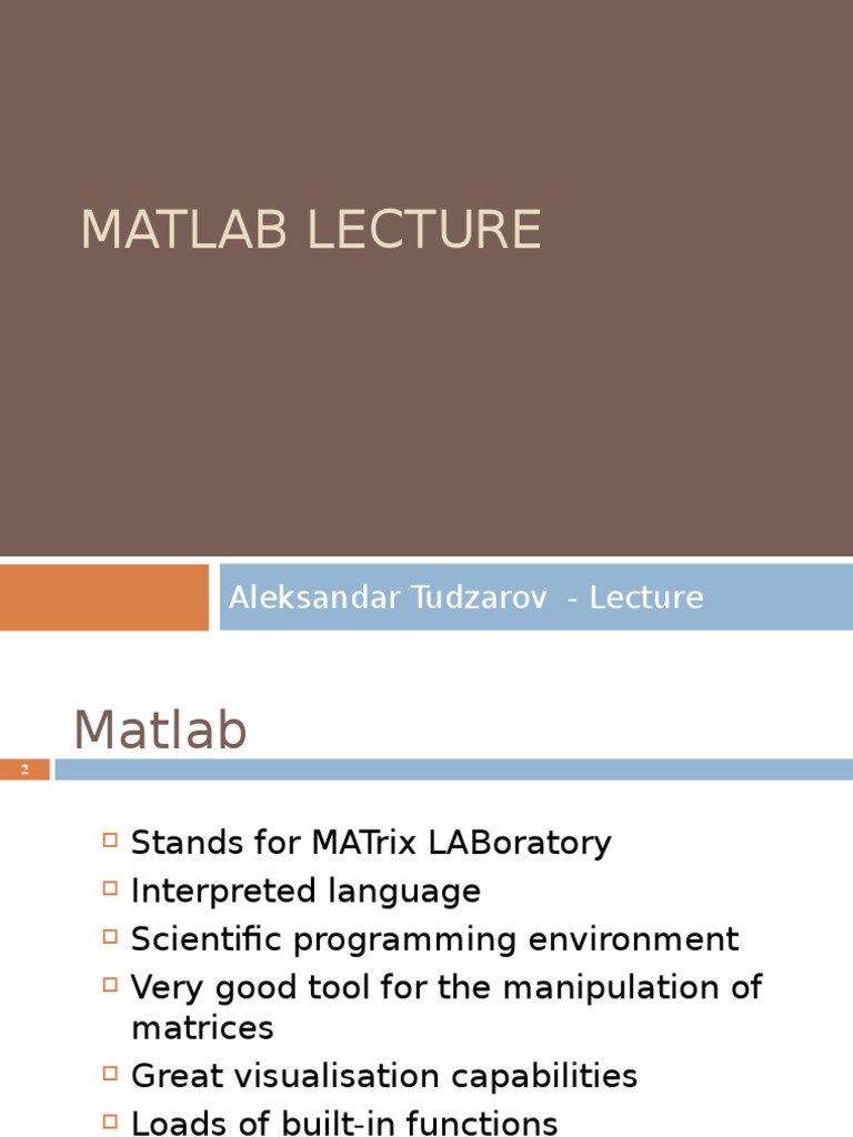 An Introduction to MATLAB Programming and Visualization Tools | PDF ...