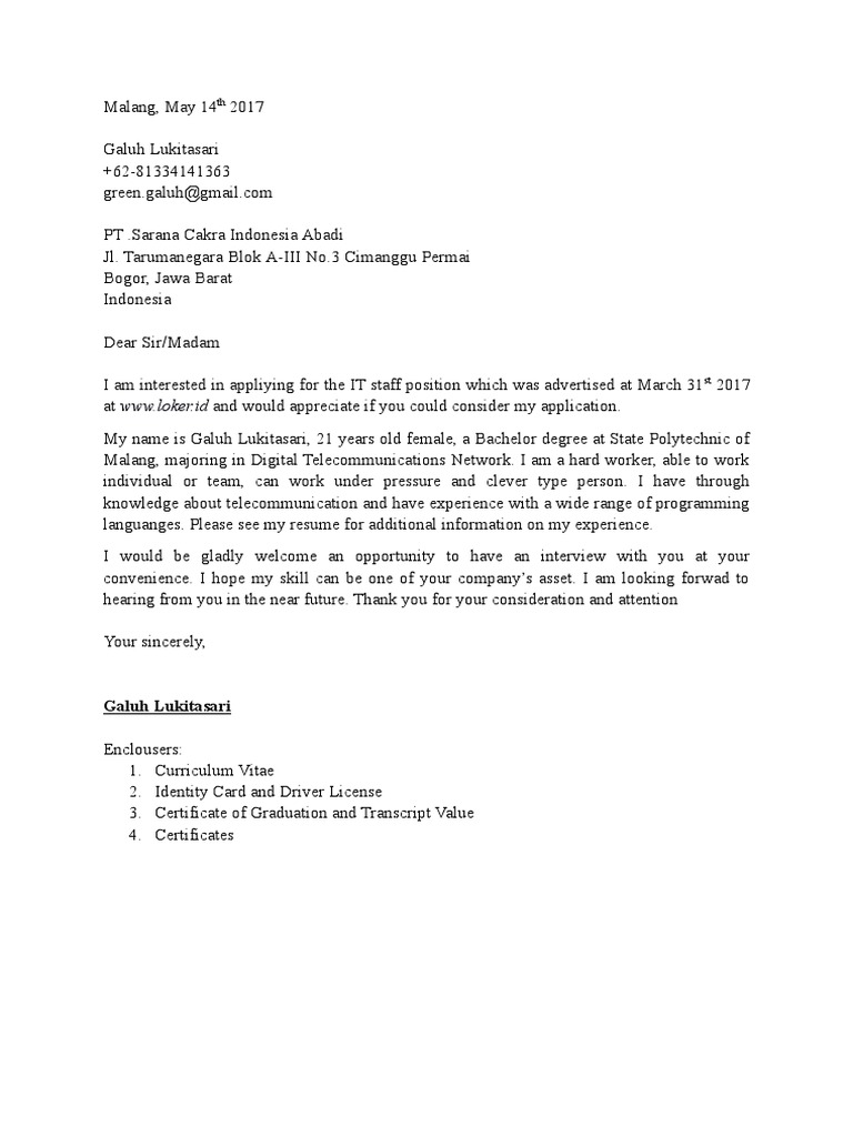 Application Letter | PDF